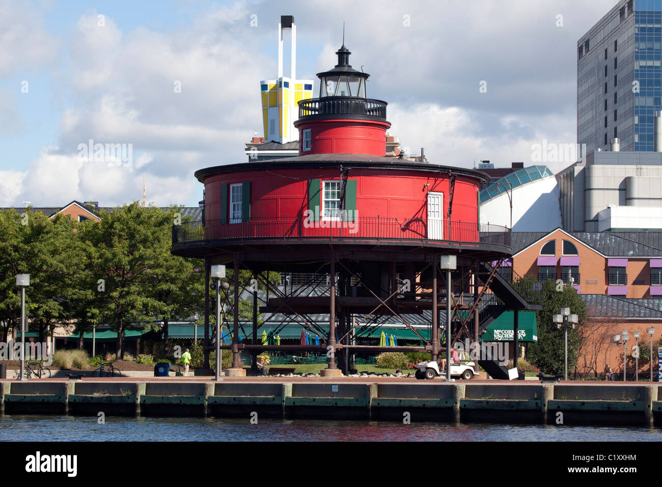 On Pier 5 in Baltimore's Inner Harbor stands the screw-pile lighthouse ...