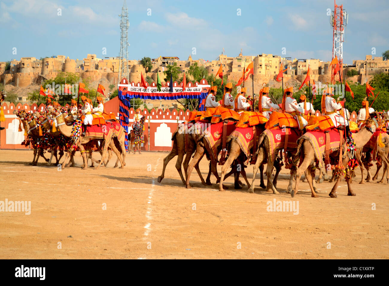 Camel show by Border Security Force in Jaisalmer, Rajasthan,India Stock ...