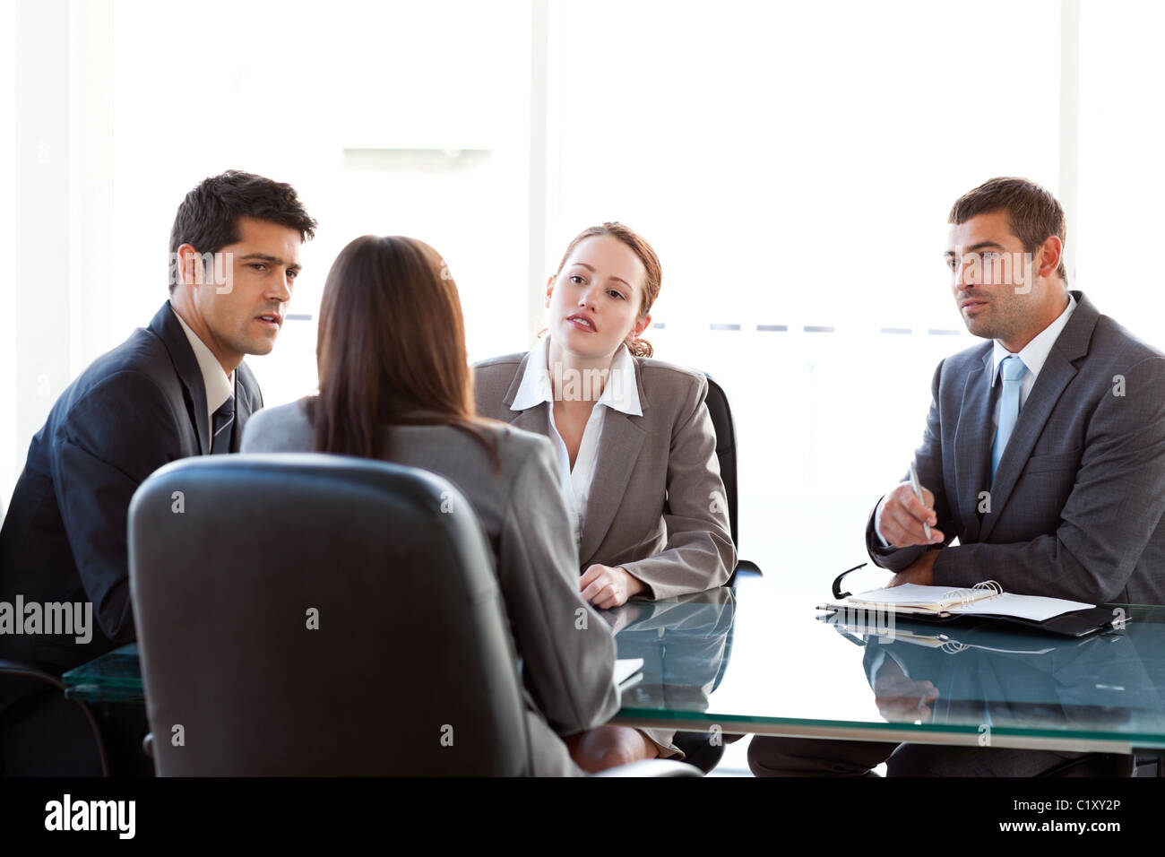 Young adult being interviewed hi-res stock photography and images - Alamy
