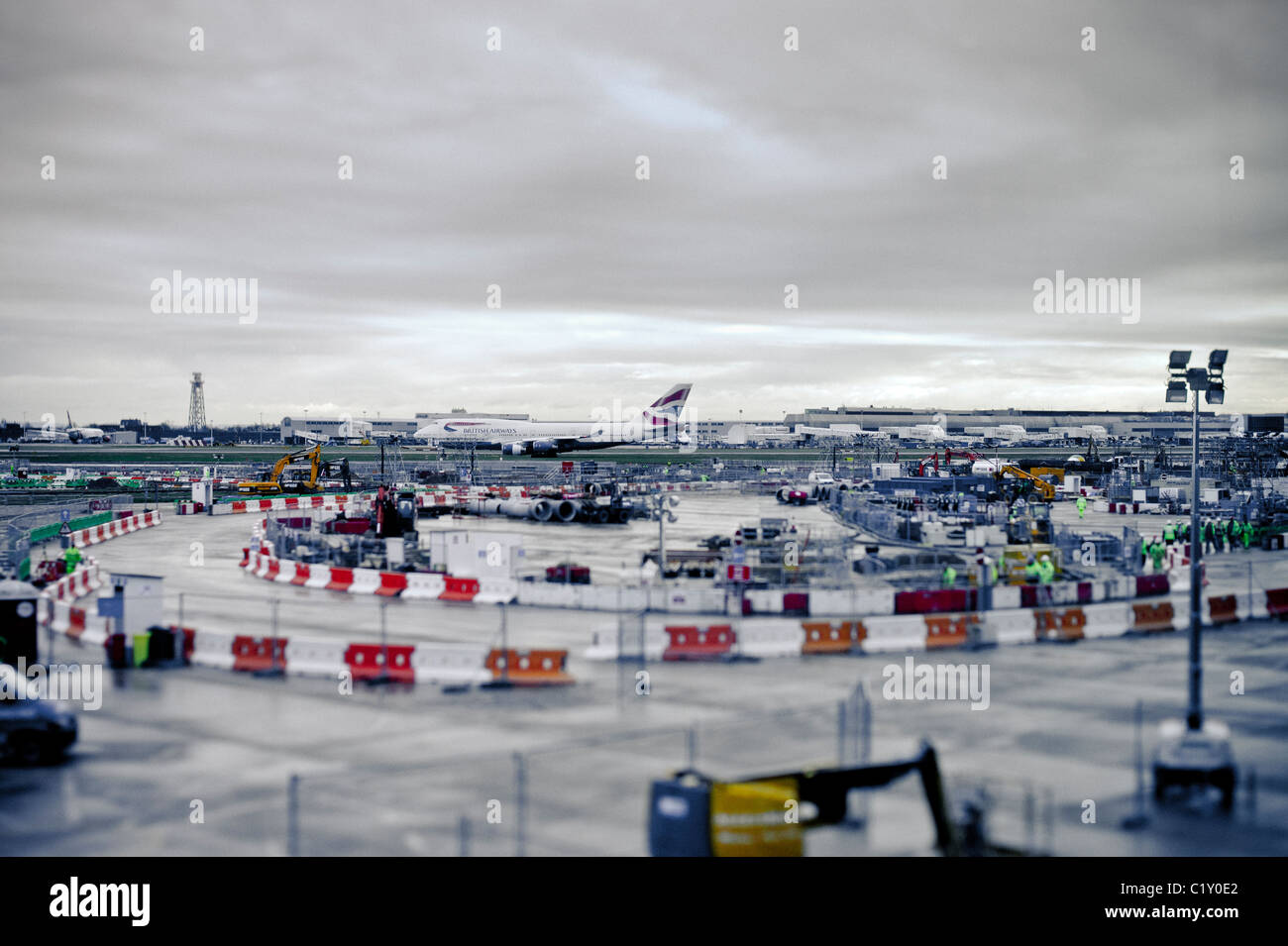 Construction work taking place at Heathrow Airport, United Kingdom ...