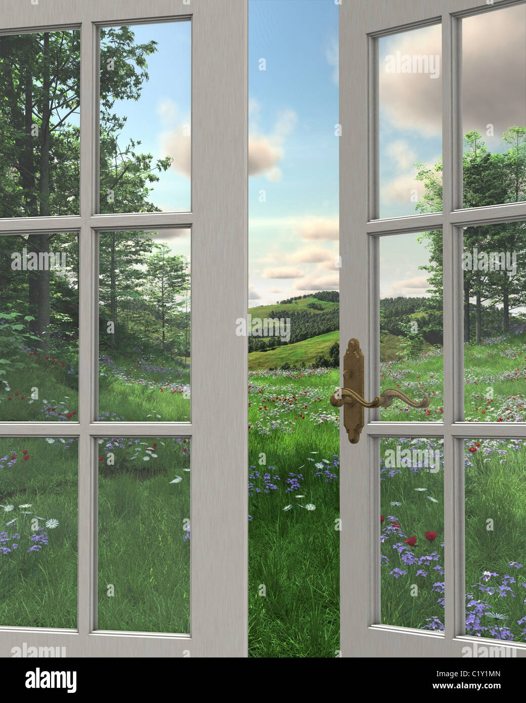 Countryside Window View Stock Photo - Alamy