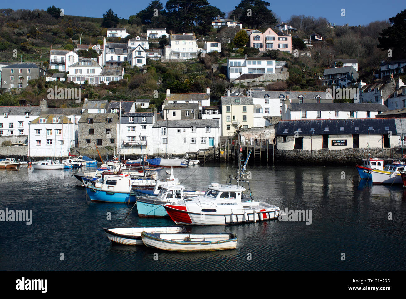 POLPERRO HARBOUR IN EARLY SPRING. CORNWALL UK Stock Photo - Alamy