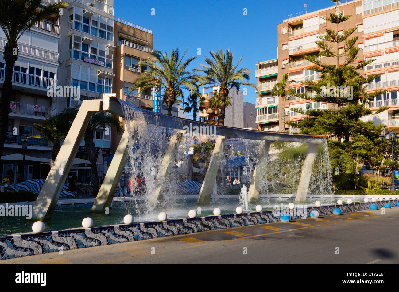 The water fountain in Torrevieja town centre. Alicantie province Stock ...