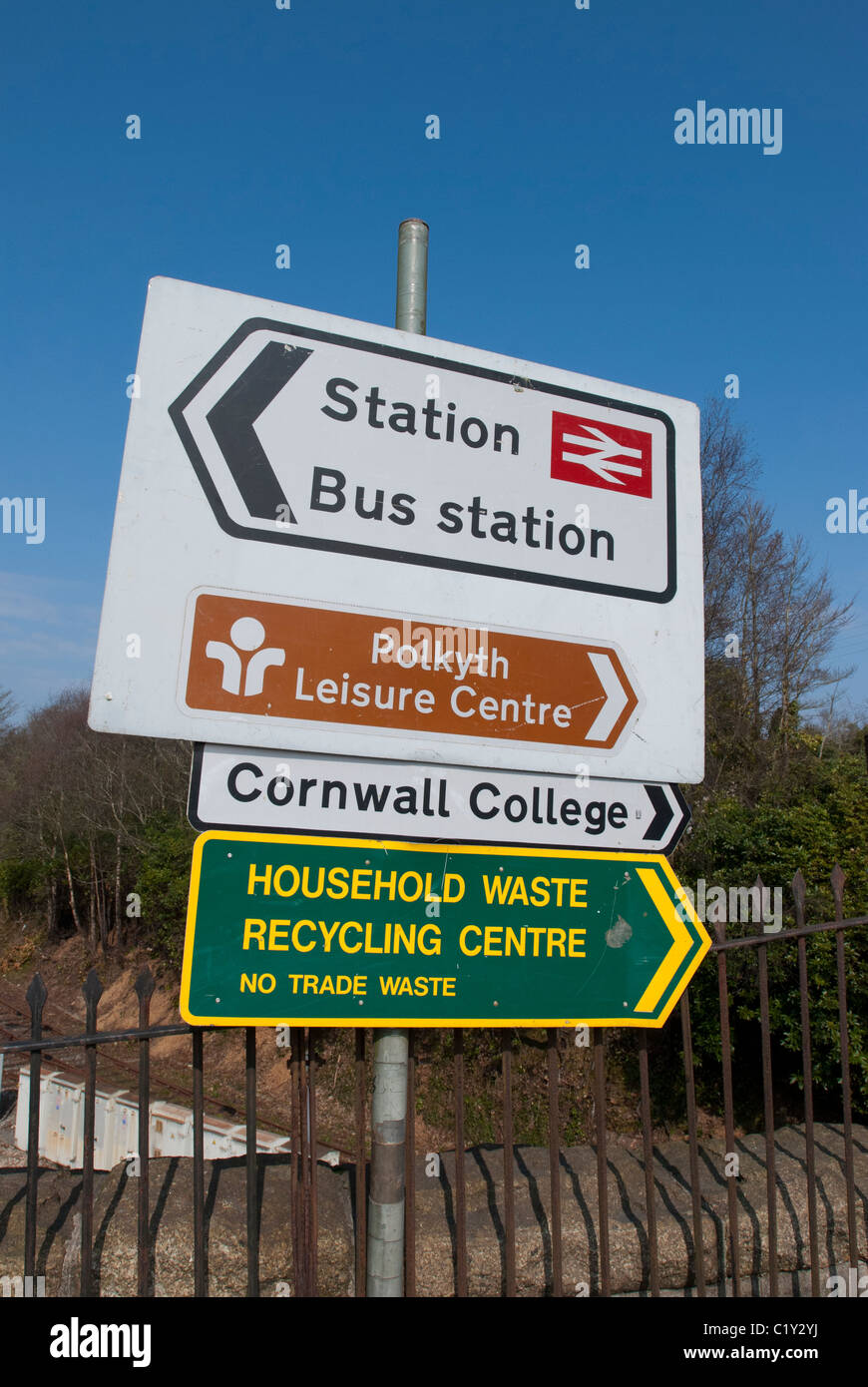 UK roadsigns offering direction and local amenity information Stock ...