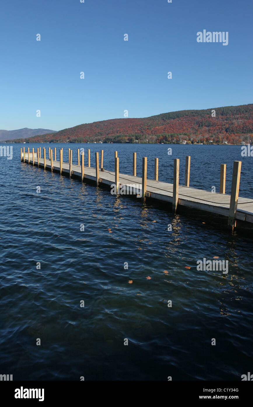 USA, Upstate New York Lake George a wooden jetty Stock Photo - Alamy