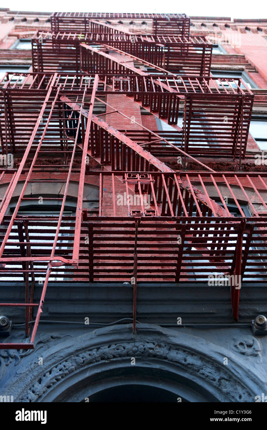 Building fire escape stairs new york city ny hi-res stock photography ...