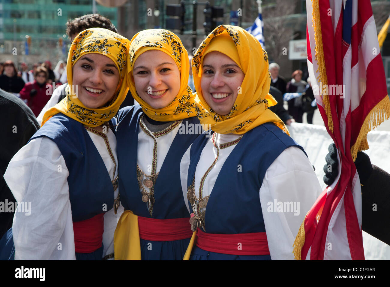 Greek-Americans at Greek Independence Day Parade in Detroit Stock Photo ...