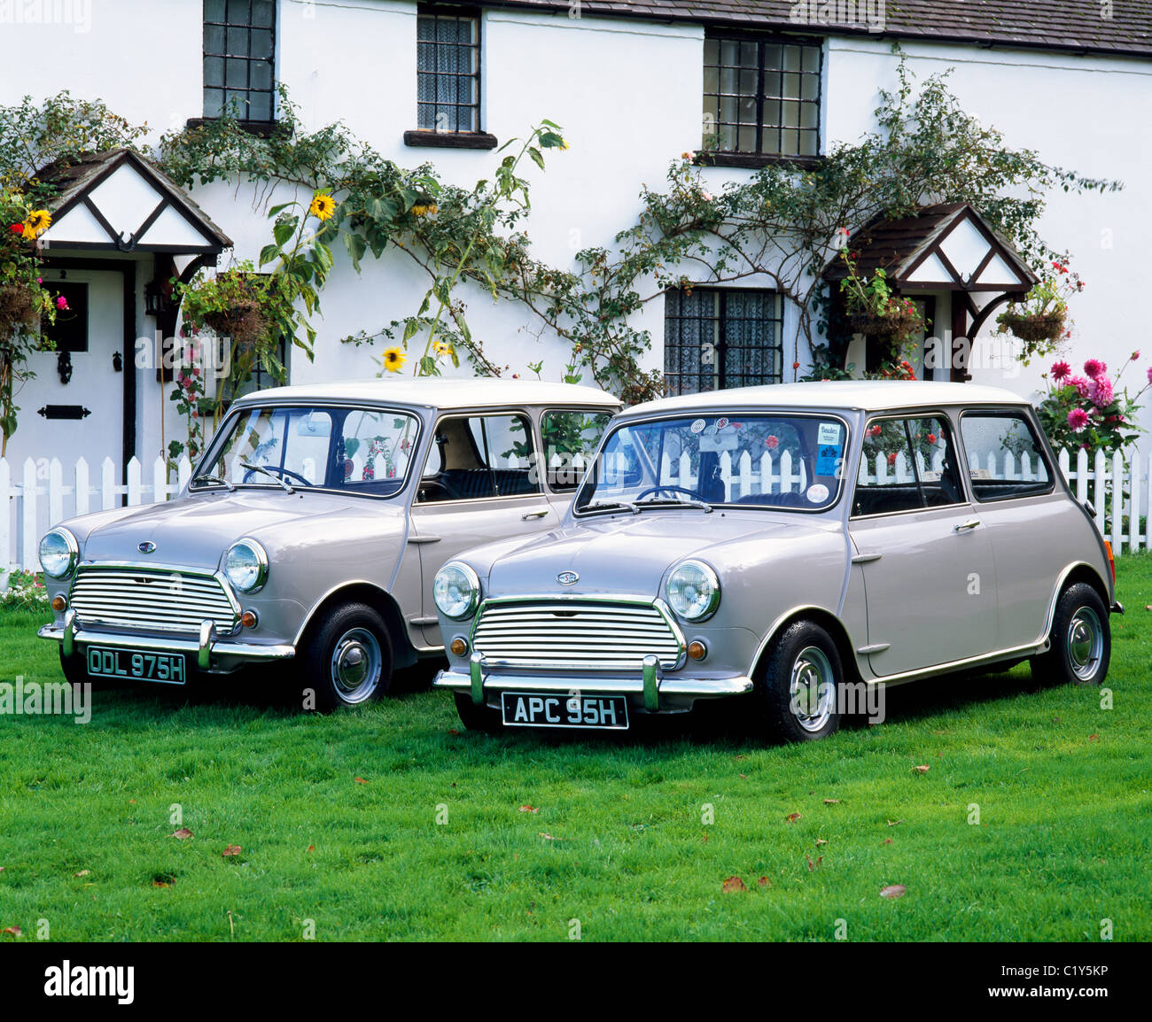 Austin Cooper S MKII from 1969, parked outside a traditional white ...
