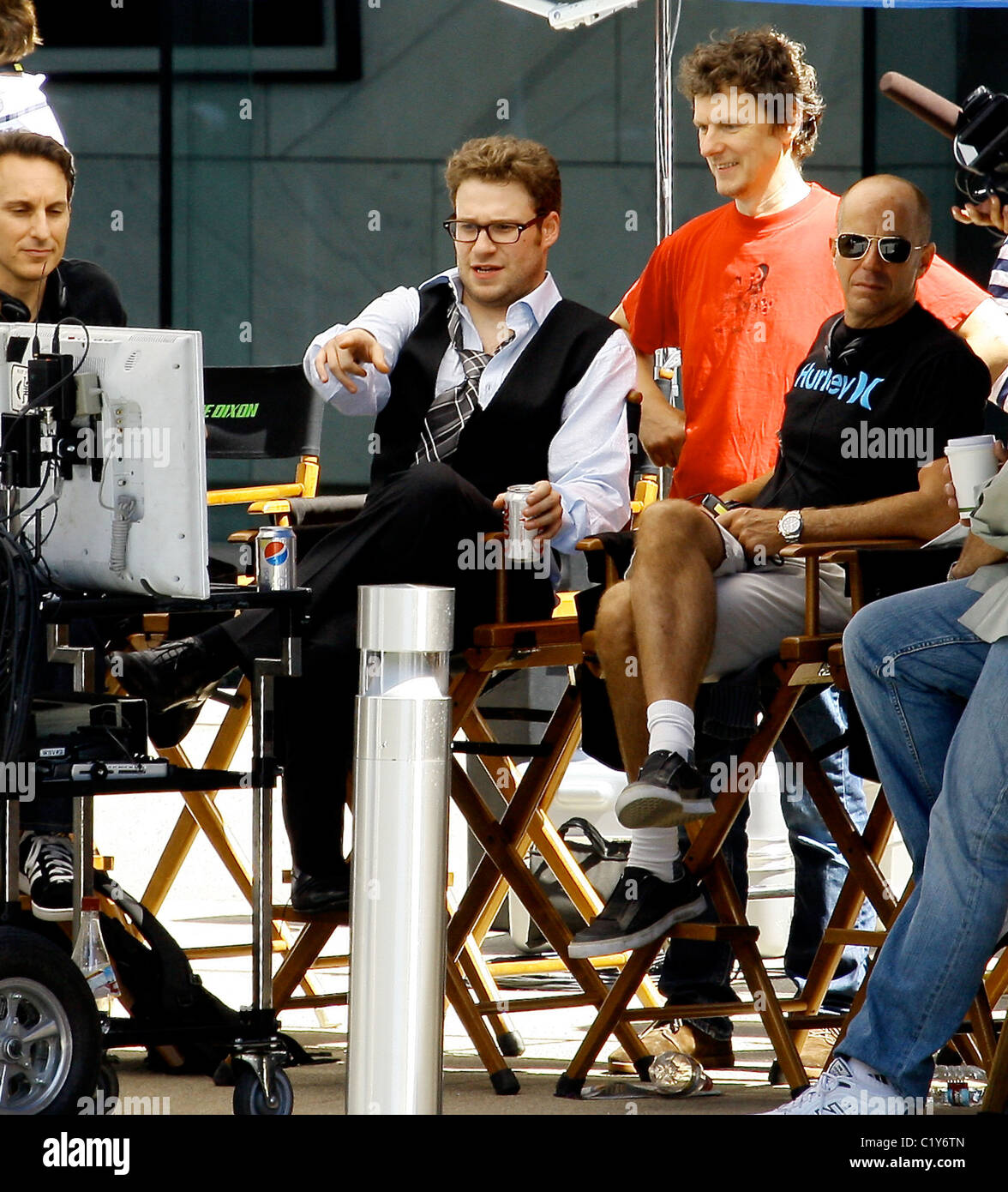 Seth Rogen on set for his upcoming film adaptation 'The Green Hornet ...