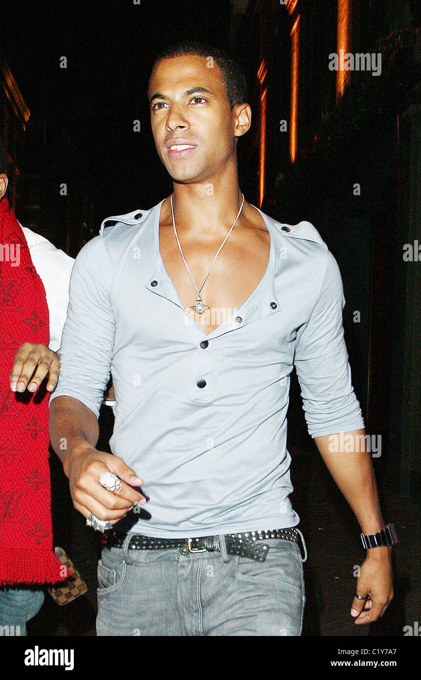 Marvin Humes of JLS leaving Alto nightclub with friends London, England ...