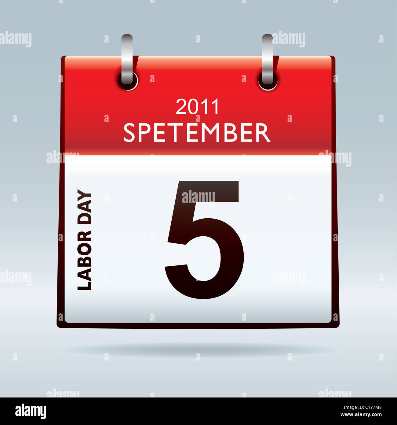 Red and white labor day calendar icon with blue background 2011 Stock ...