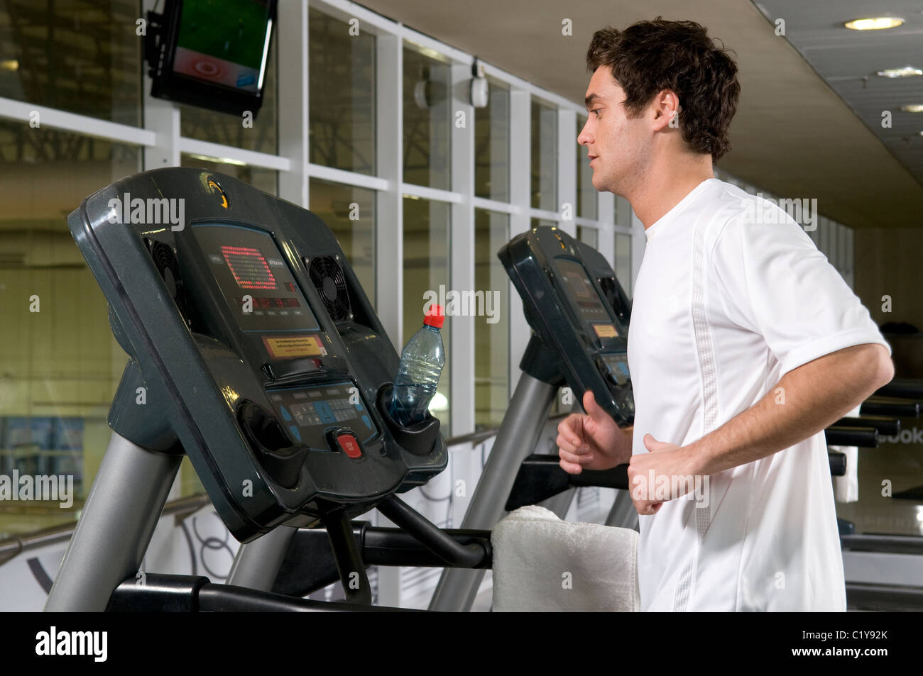 Image, a, guy, man, run, running, train, training, on, a, treadmill ...