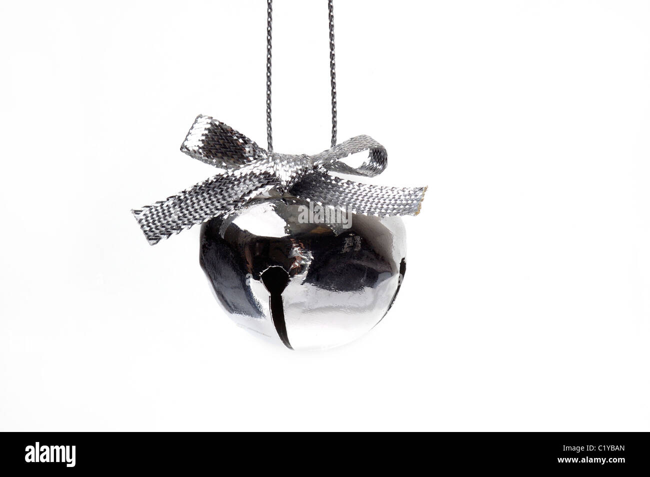 Silver ribbon bow jingle bell hi-res stock photography and images - Alamy