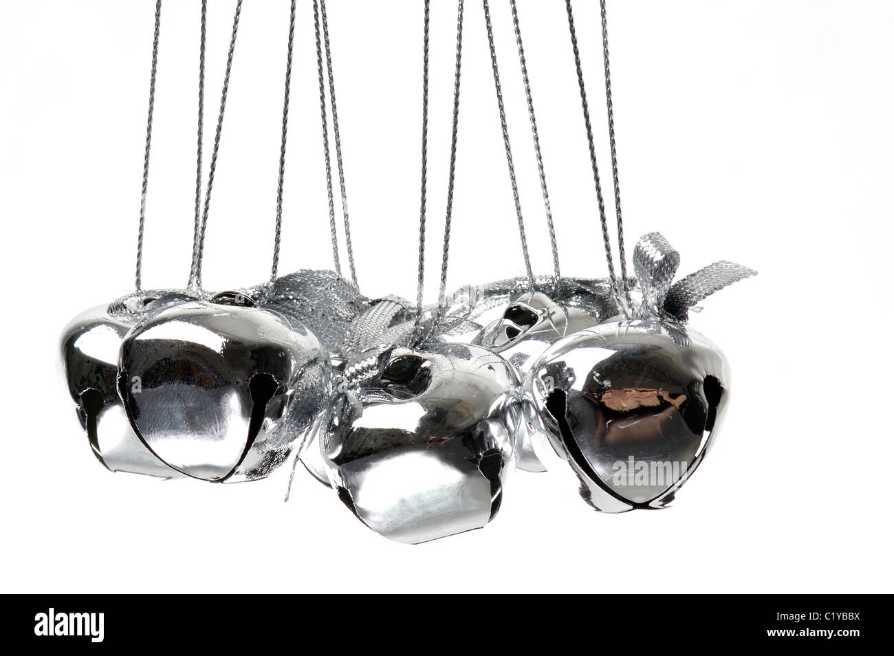 Stock photo of silver jingle bells Stock Photo - Alamy