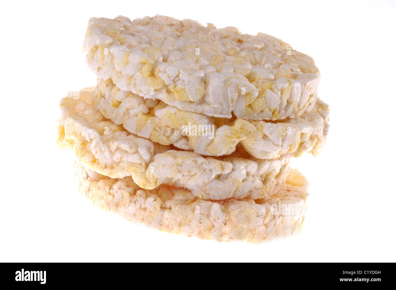 Rice cakes on white background Stock Photo - Alamy