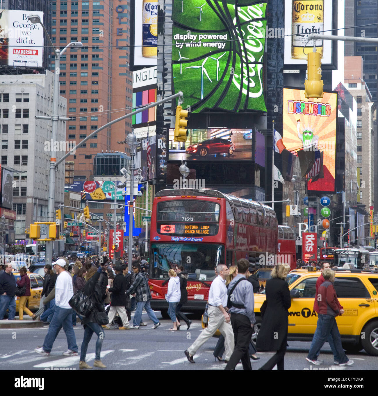 Manhattan crosswalk people crowds times square city urban pedestrians ...