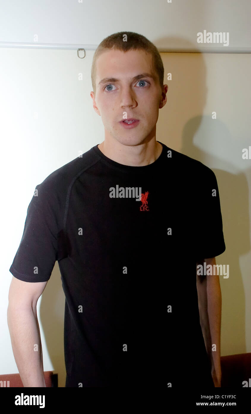 Michael Shields at a press conference. The Liverpool fan who was jailed ...