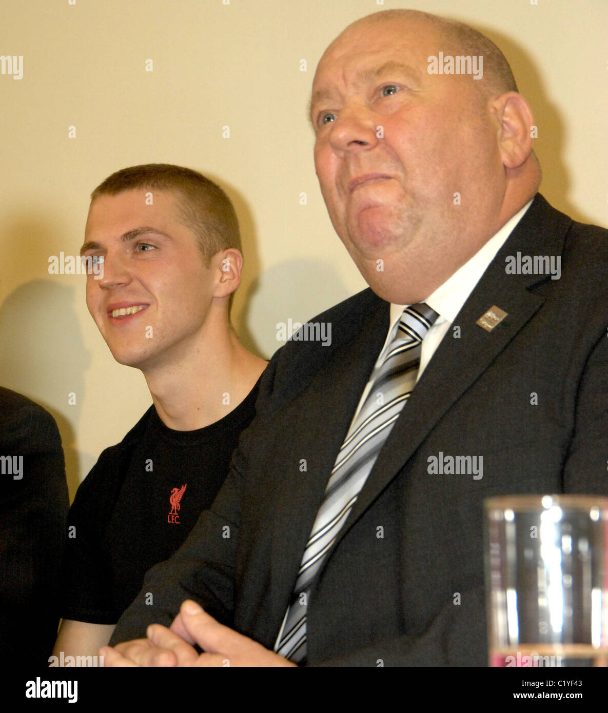 Michael Shields at a press conference. The Liverpool fan who was jailed ...