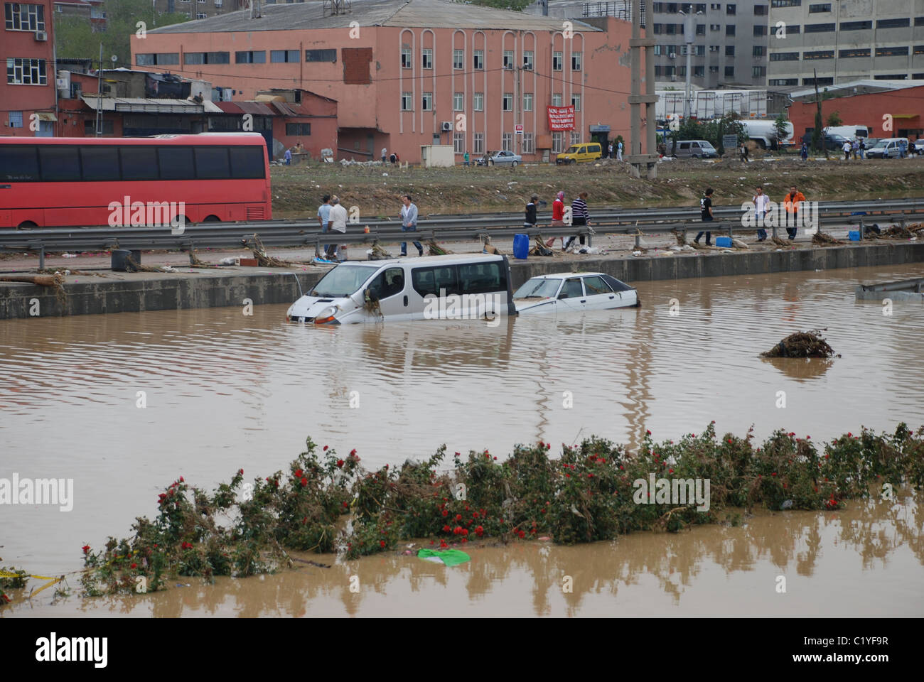 Turkey Flooding Flash floods that gushed across a major highway and a ...