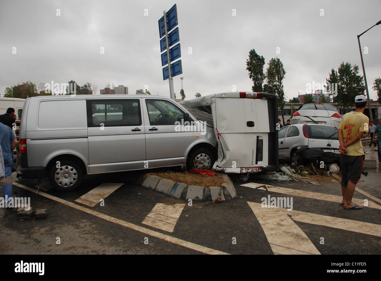 Turkey Flooding Flash floods that gushed across a major highway and a ...