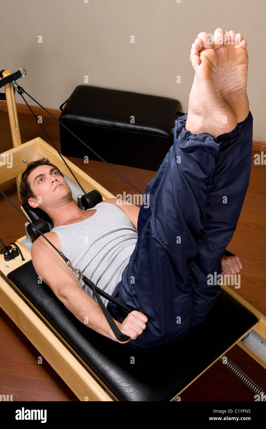 Man, sportsman, lay, lying, extend, extending, stretch, stretching ...