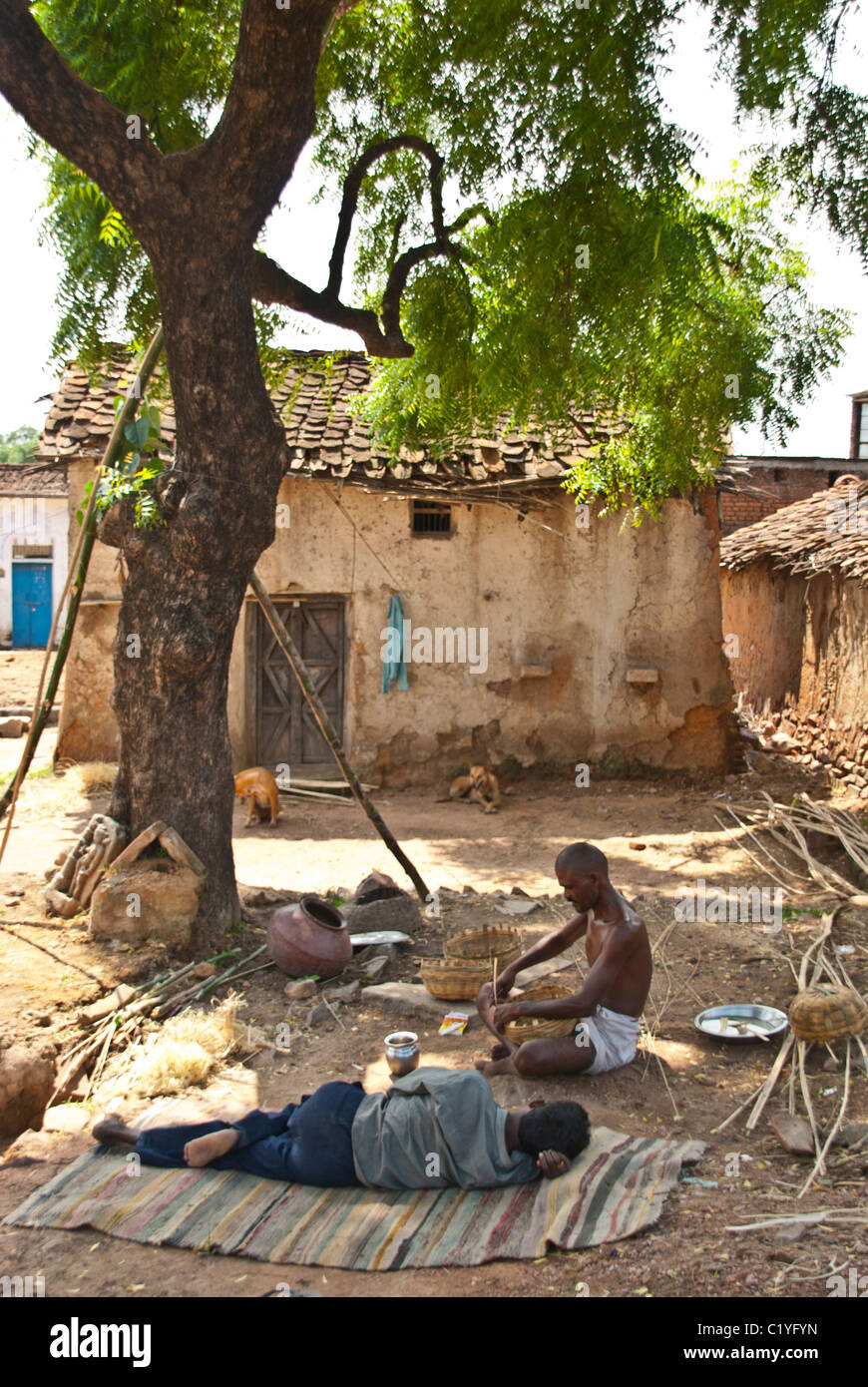 A man making baskets in a village near Khajuraho Stock Photo - Alamy