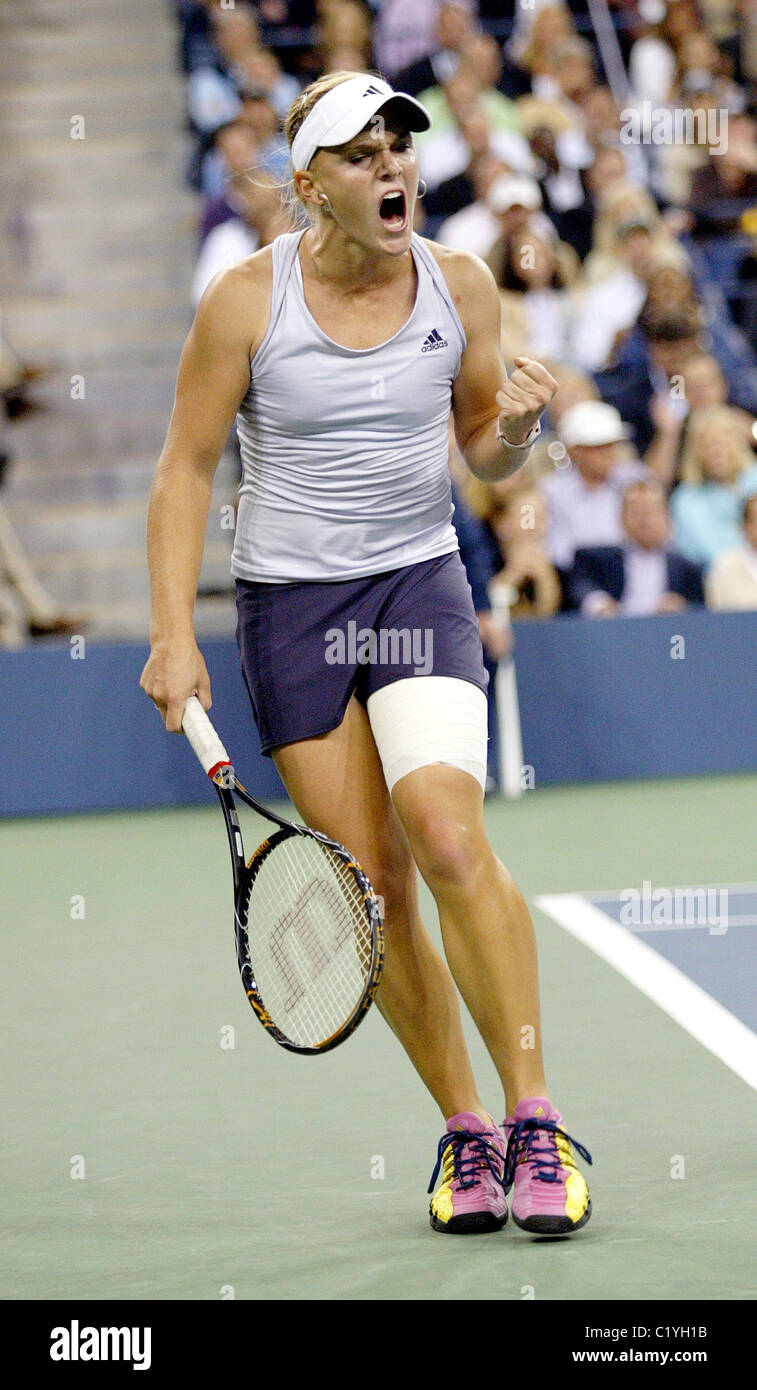 Melanie Oudin of the United States celebrates a point during her ...
