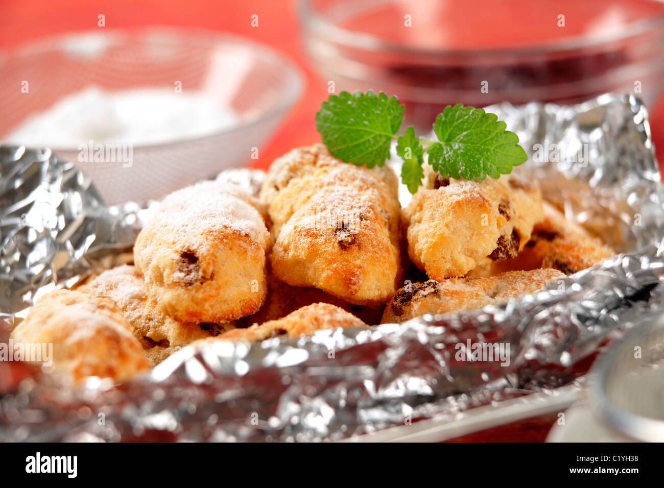 Mini marzipan stollen cakes in aluminum foil Stock Photo - Alamy