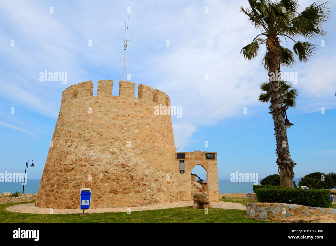 Torre Del Moro watchtower in the Mediterranean town of Torrevieja ...