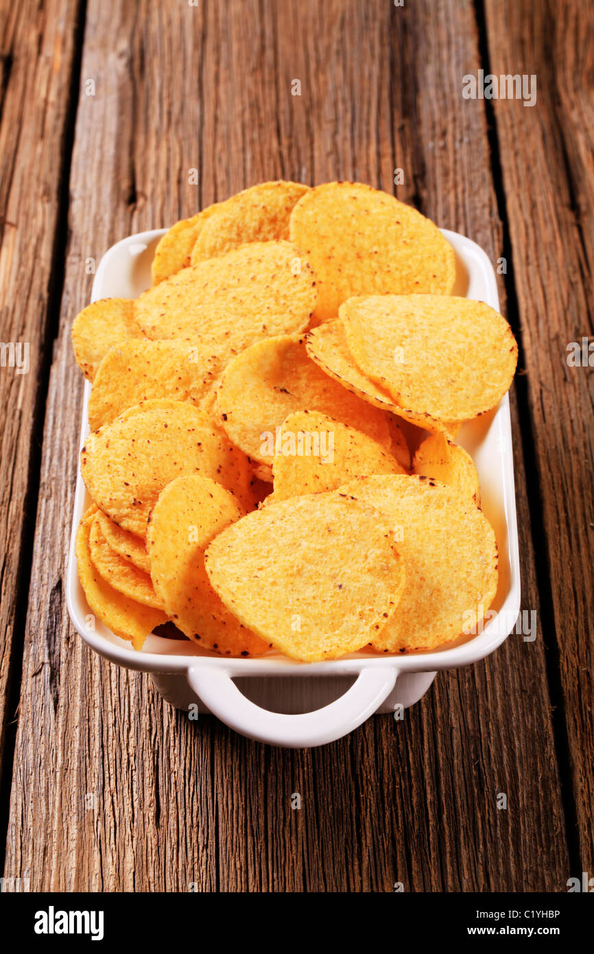 Crispy corn chips in a porcelain dish Stock Photo - Alamy