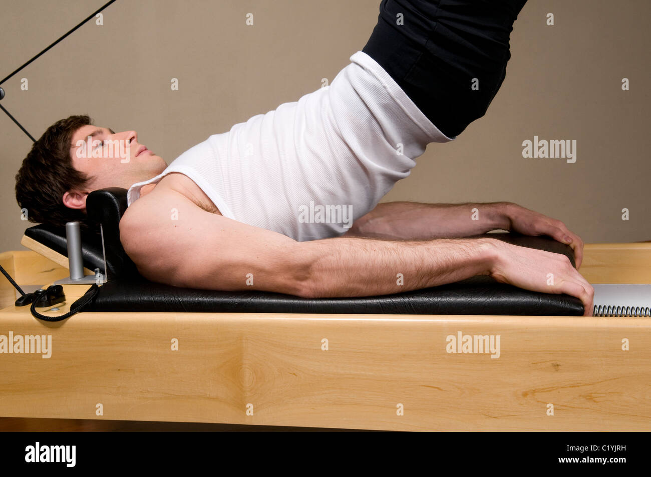 Image, a, man, guy, sportsman, lay, lying, extend, extending, stretch ...