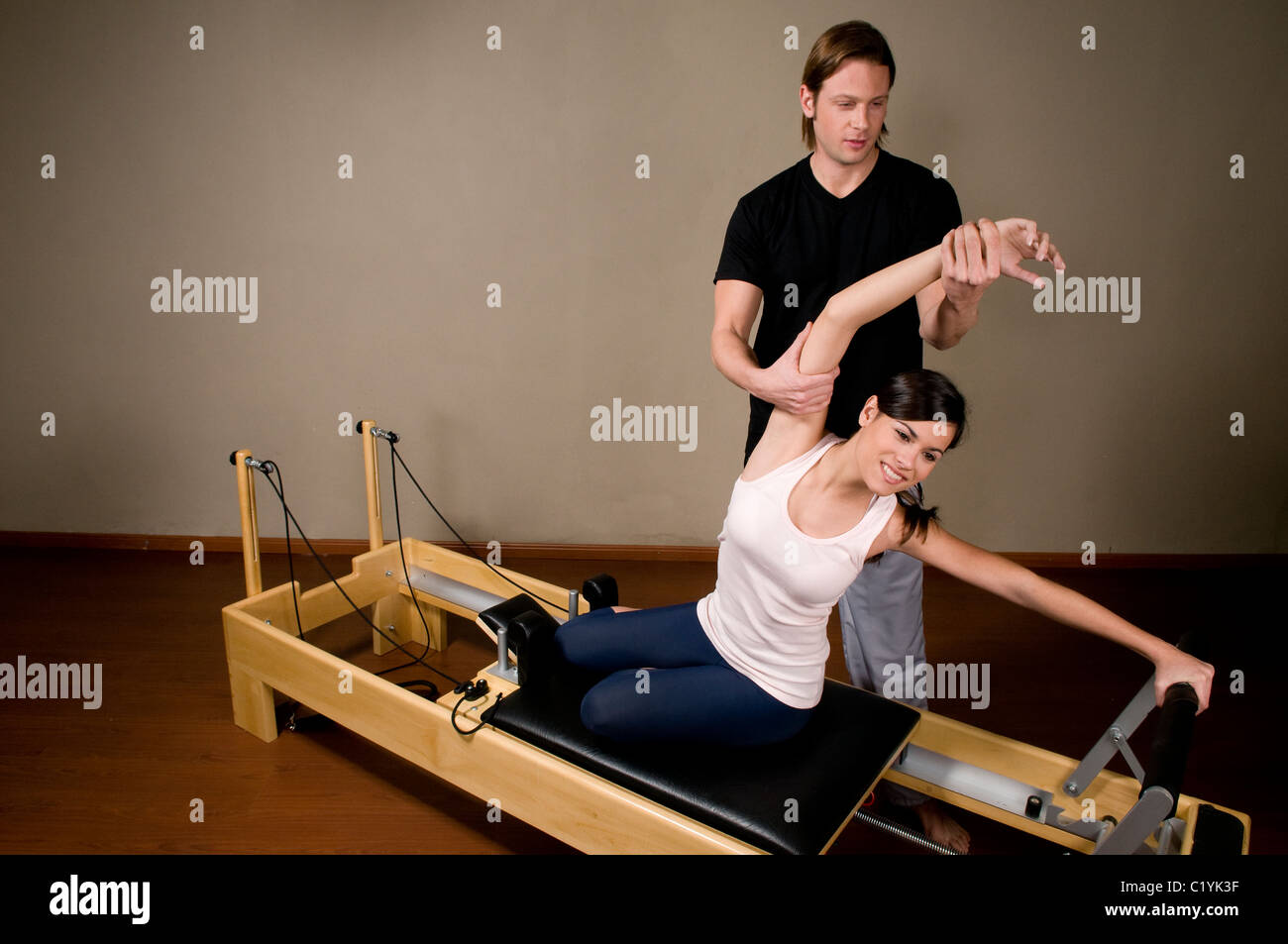 Image, a, lady, woman, lay, lying, extend, extending, stretch ...