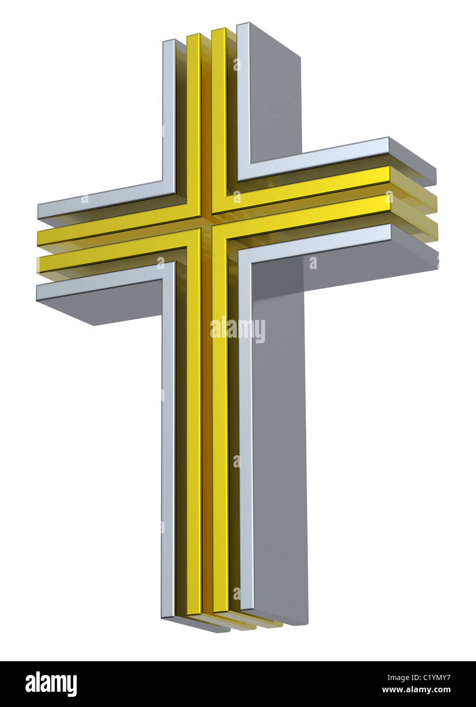 Gold - silver cross isolated on white Stock Photo - Alamy