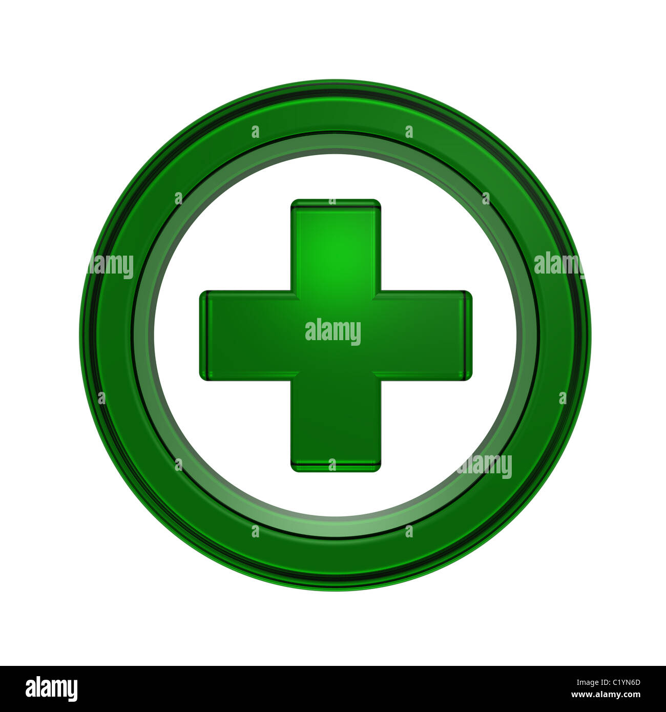 Green cross in the circle isolated on white Stock Photo - Alamy