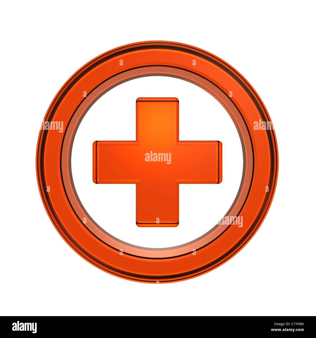 Orange cross in the circle isolated on white Stock Photo - Alamy