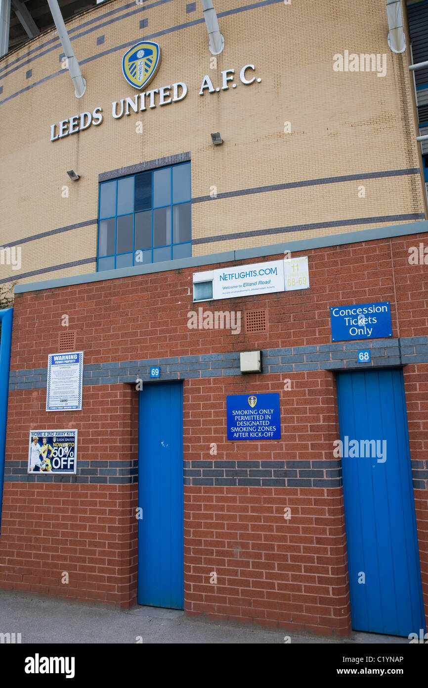 Entrance to the East Stand at Elland Road football ground home of Leeds ...
