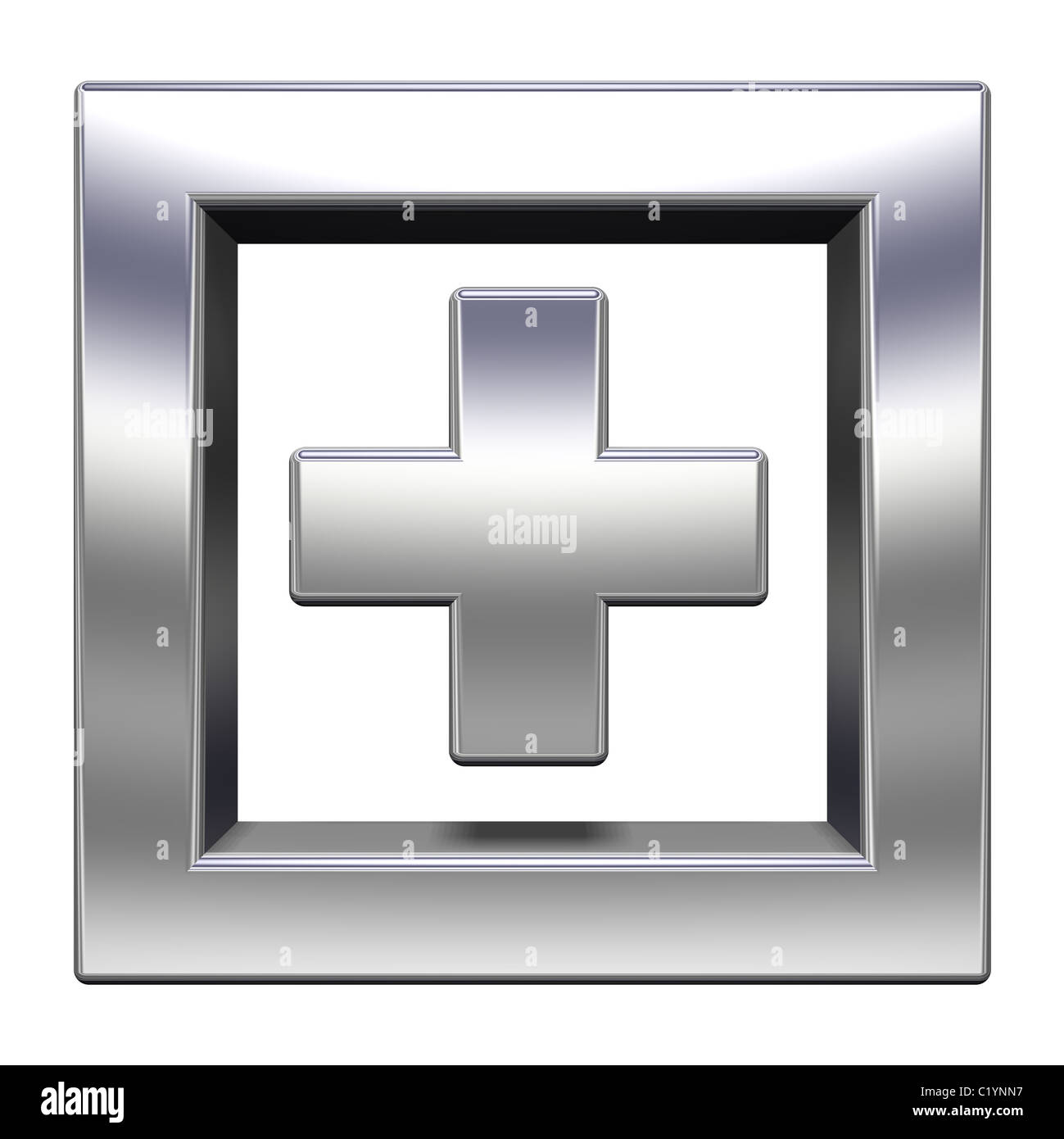 Silver cross in the square isolated on white Stock Photo - Alamy