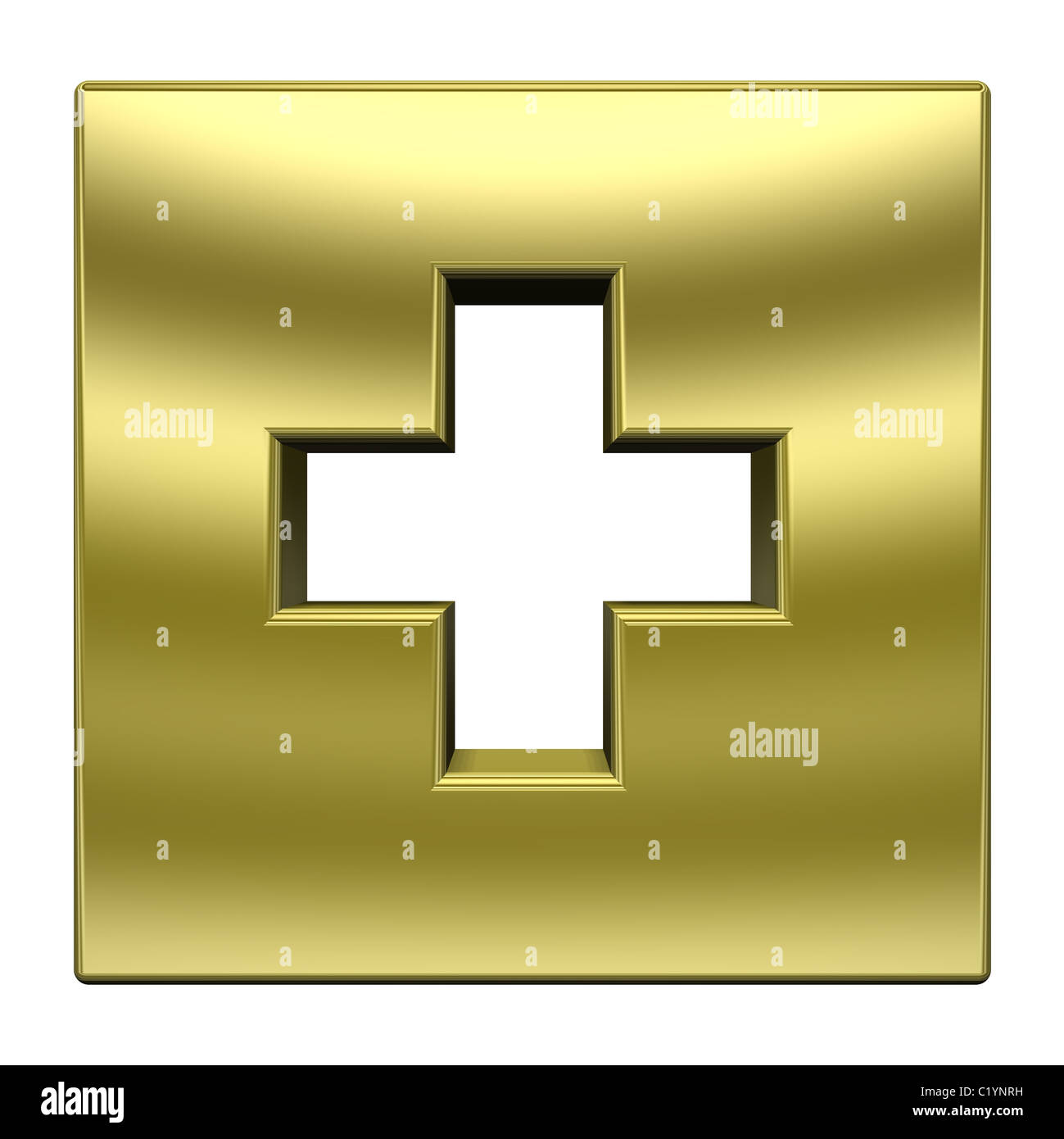 Cross in the gold square isolated on white Stock Photo - Alamy