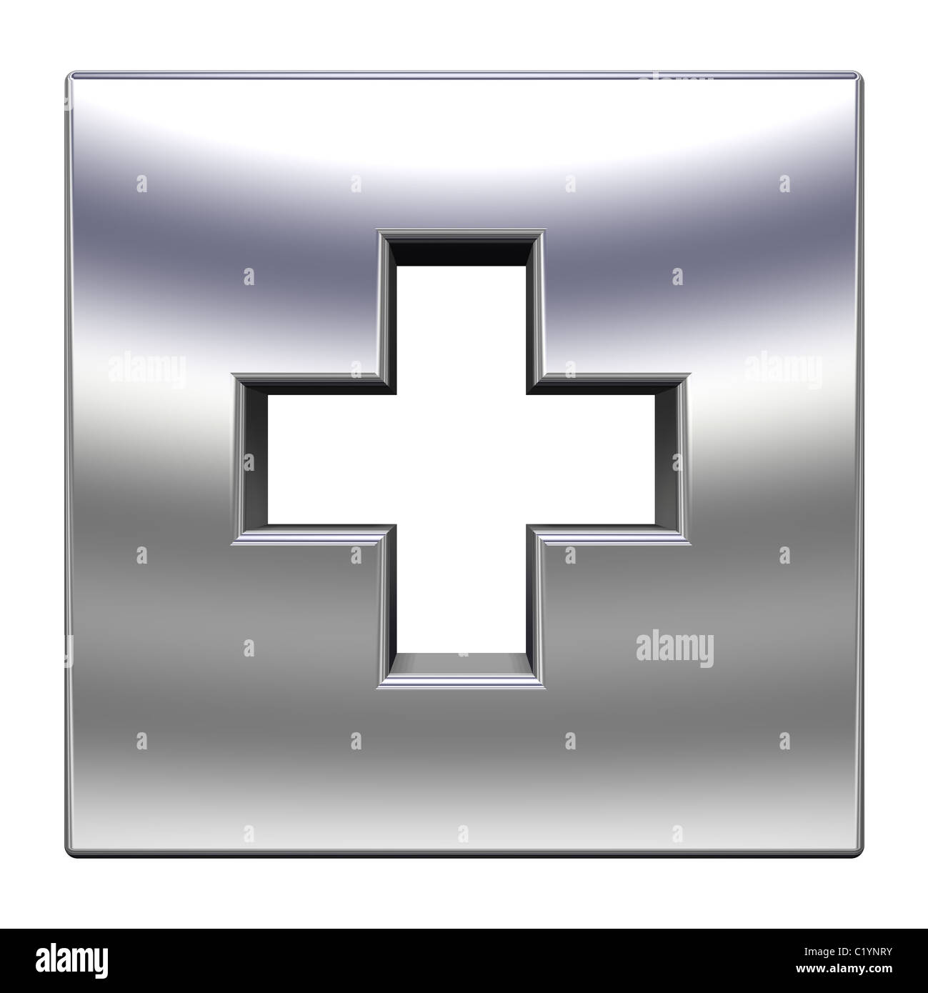 Cross in the silver square isolated on white Stock Photo - Alamy