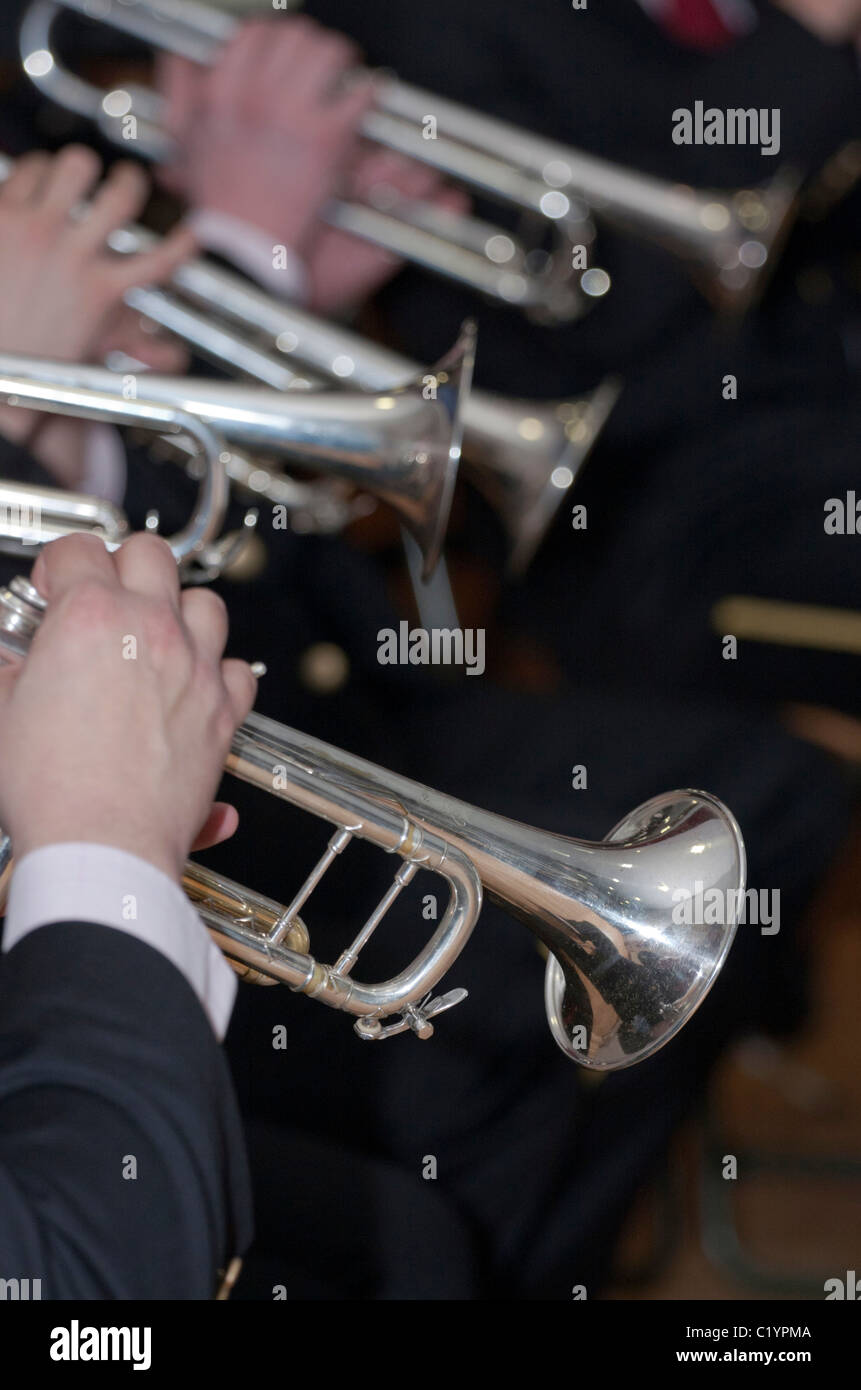 Men playing on the trumpets Stock Photo - Alamy
