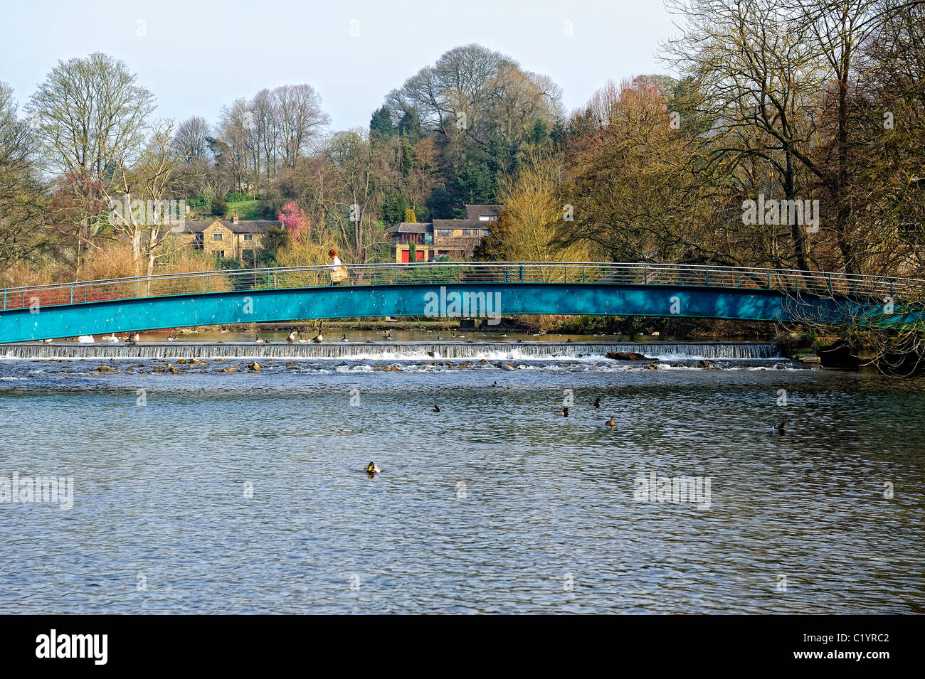 footbridge over river wye from car park to bakewell town centre ...
