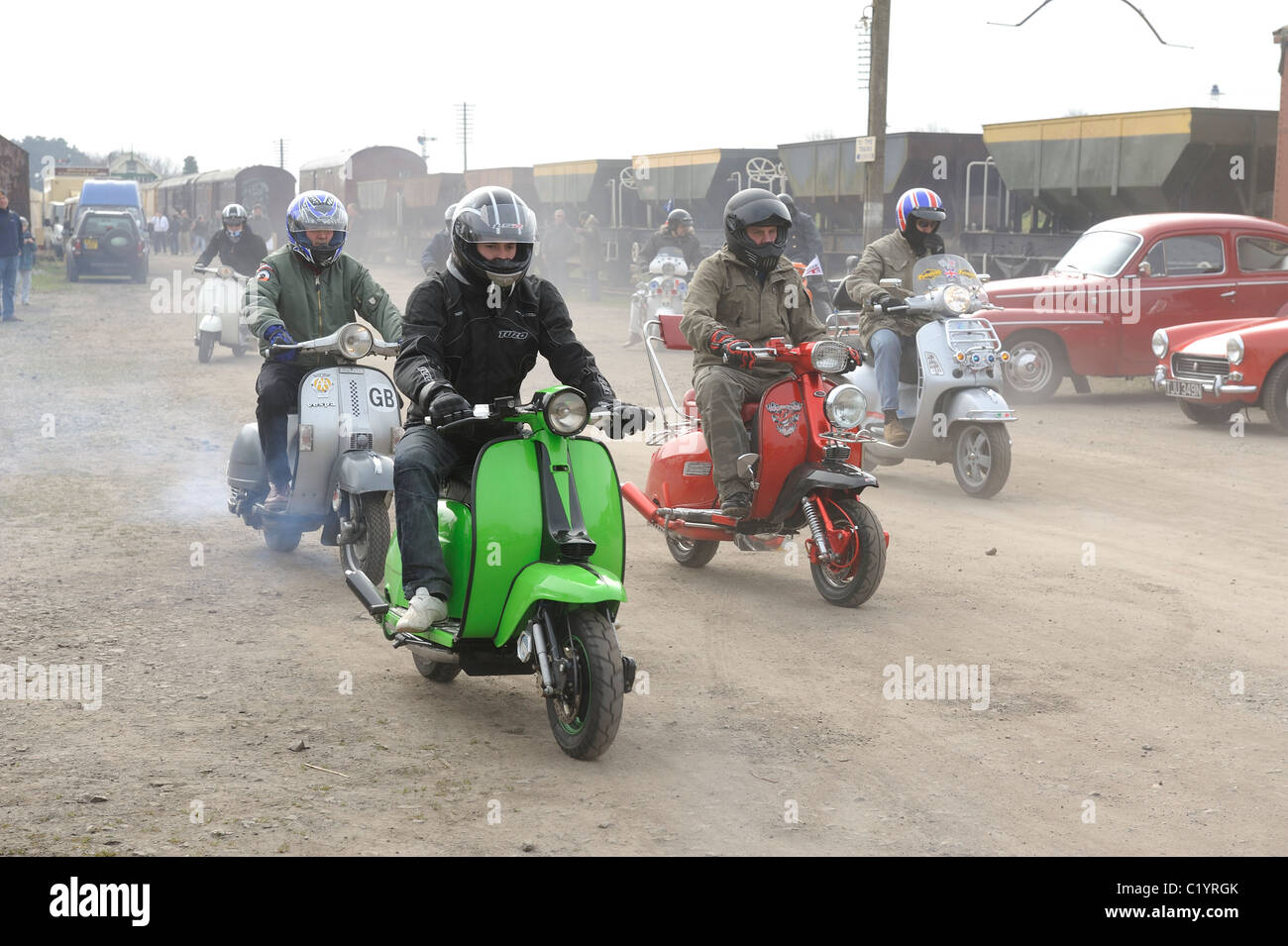 mods on their mopeds at a meeting in loughborough england uk Stock ...