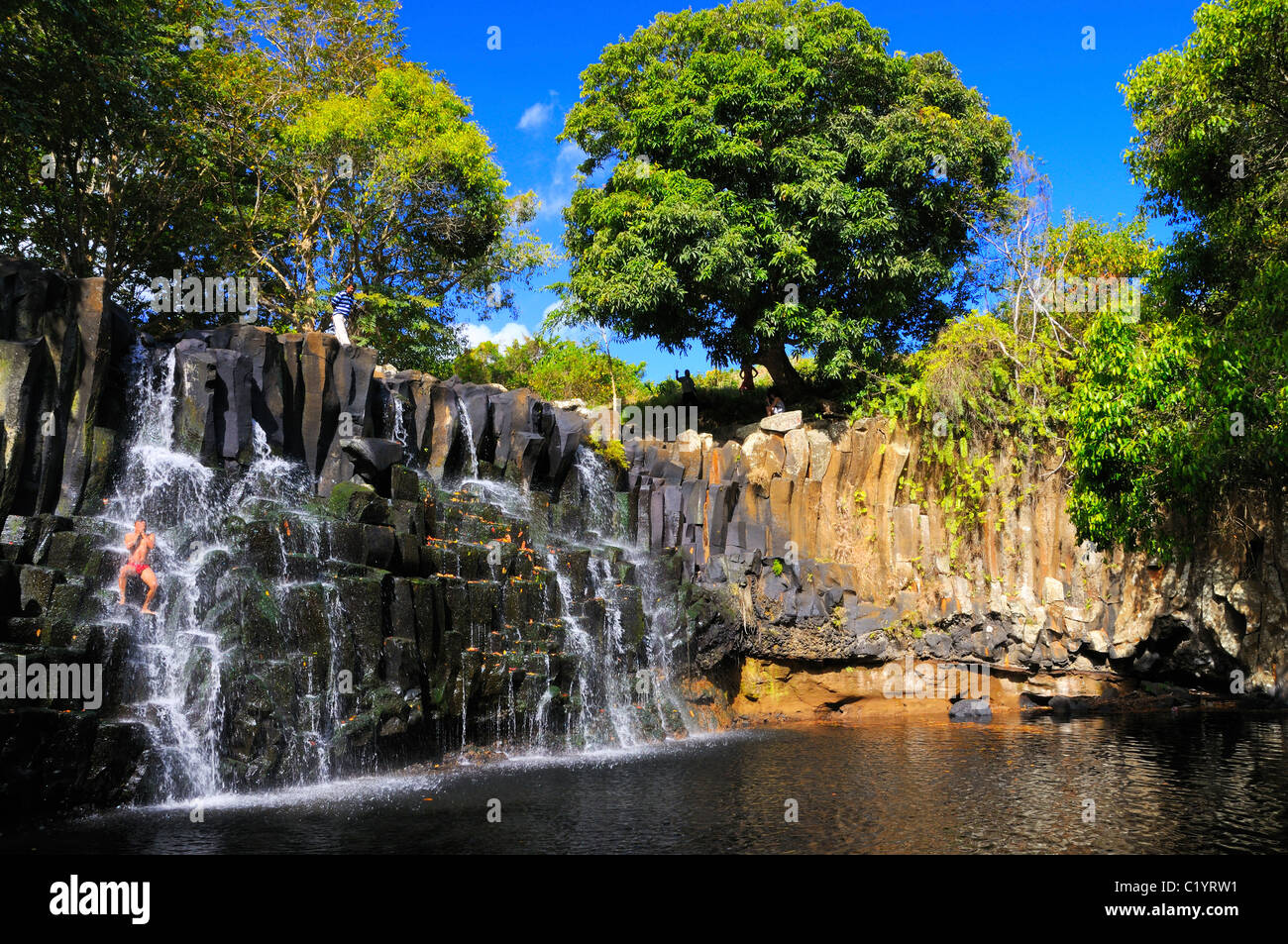 Locals and tourists alike enjoy the Rochester Falls on the Savanne ...