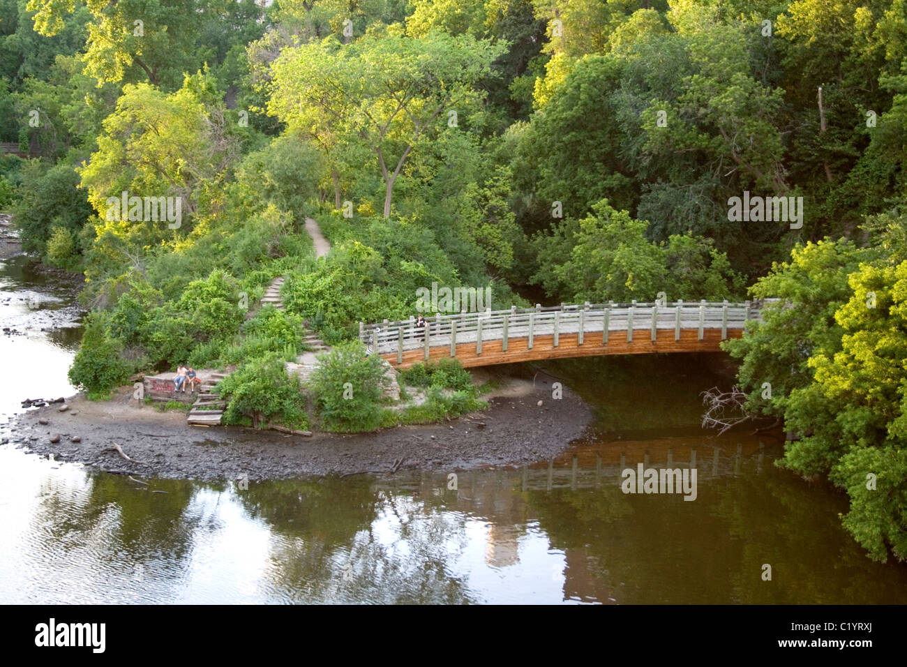 Footbridge spanning backwaters mississippi river hi-res stock ...