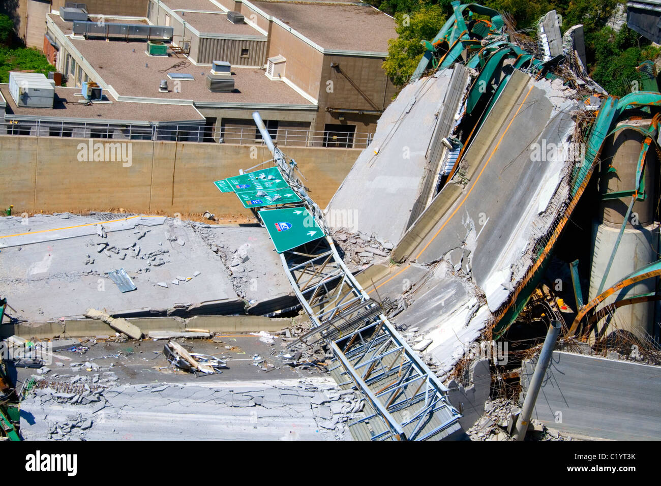I-35W bridge collapsed on the east bank 2007. Minneapolis Minnesota MN ...