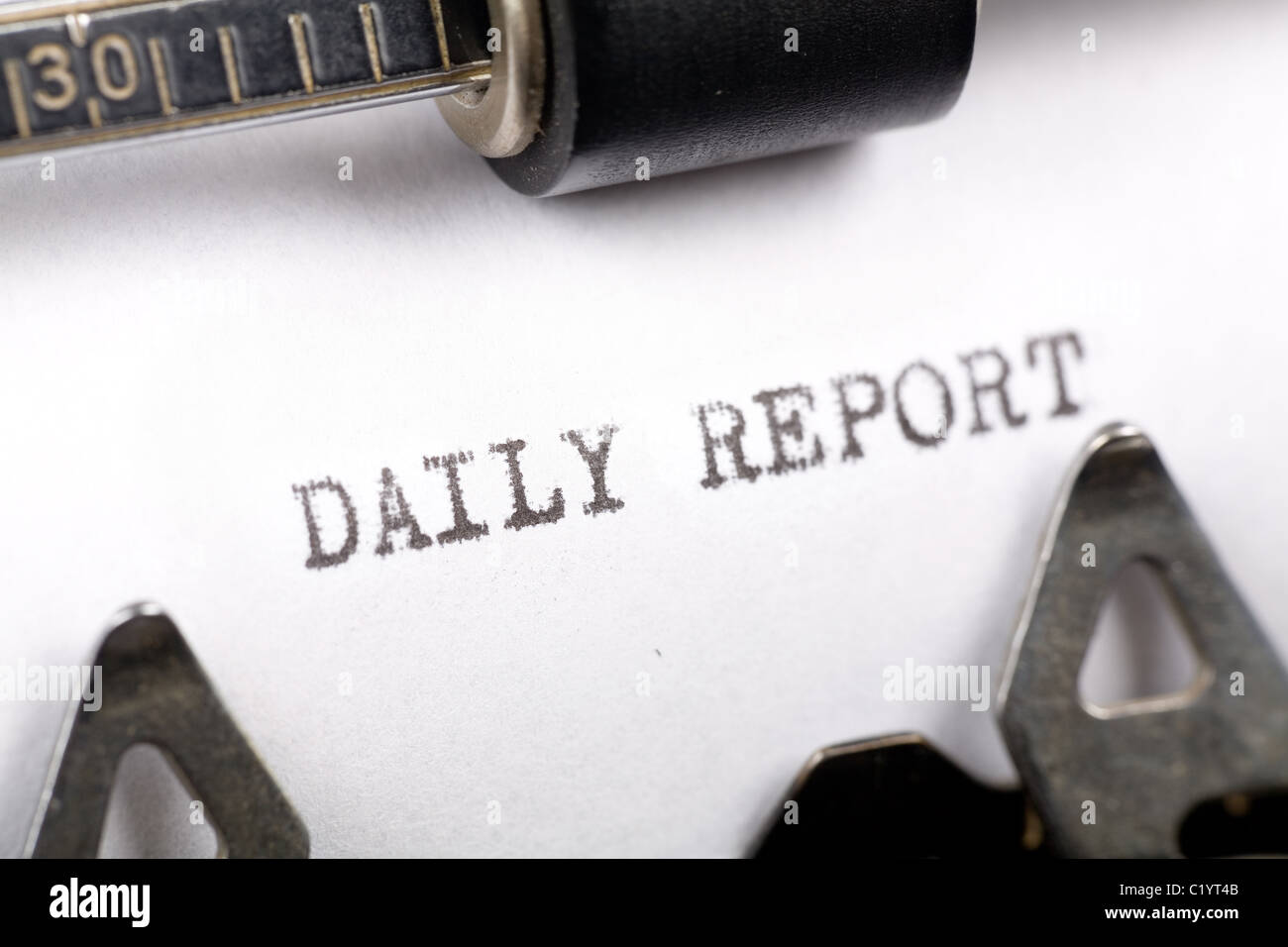 Typewriter close up shot, concept of Daily Report Stock Photo - Alamy