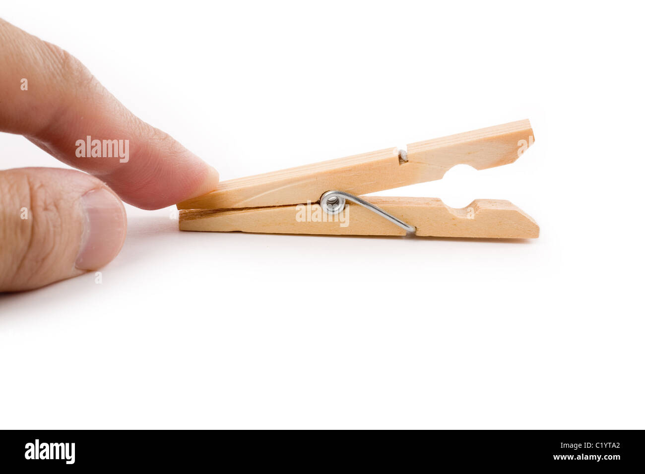 Clothespin with white background, close up shot Stock Photo - Alamy