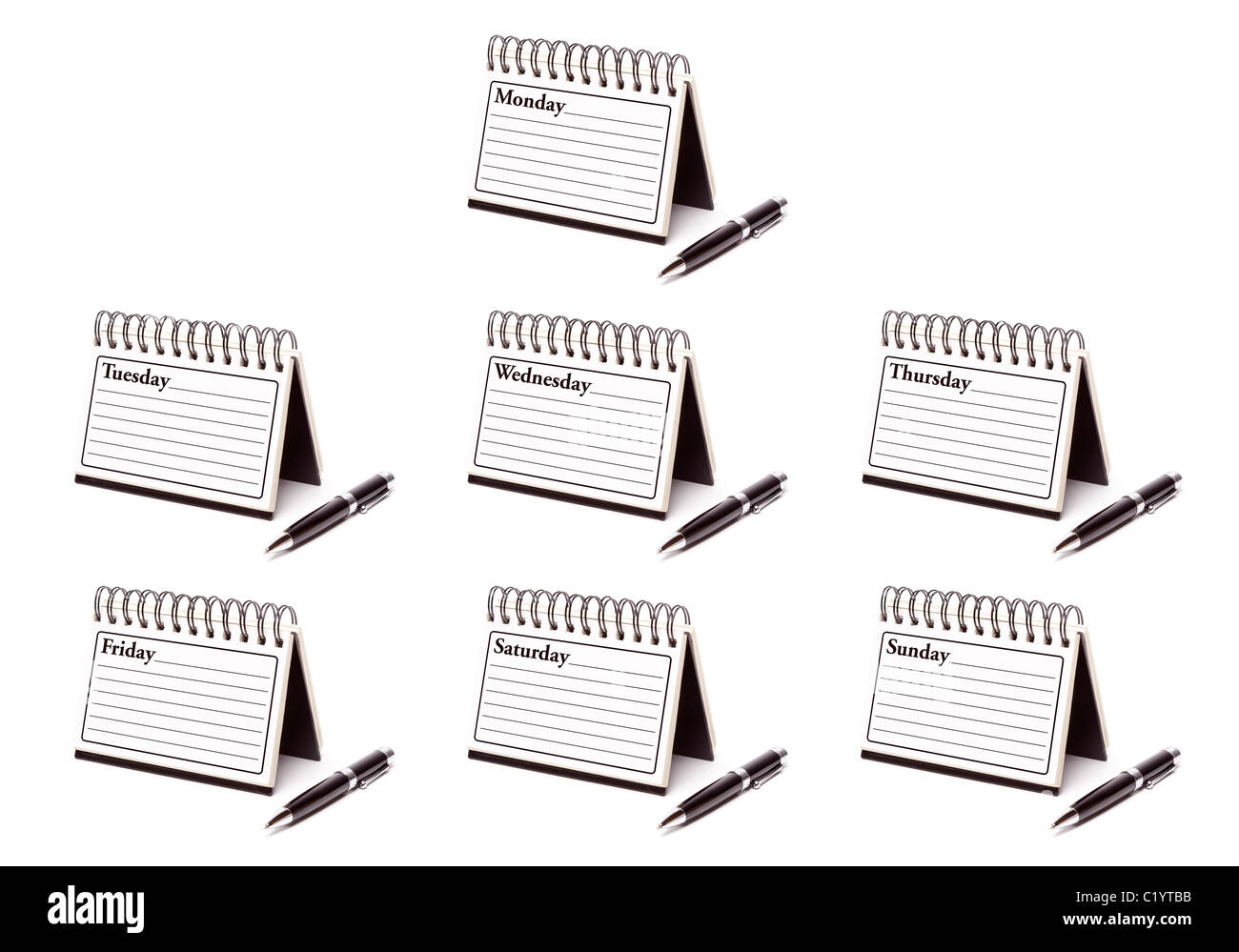 Days of the Week Spiral Note Pads and Pen Isolated on White - XXXL ...