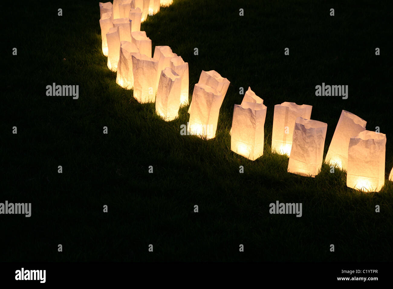 white paper bag lamps close up shot Stock Photo - Alamy