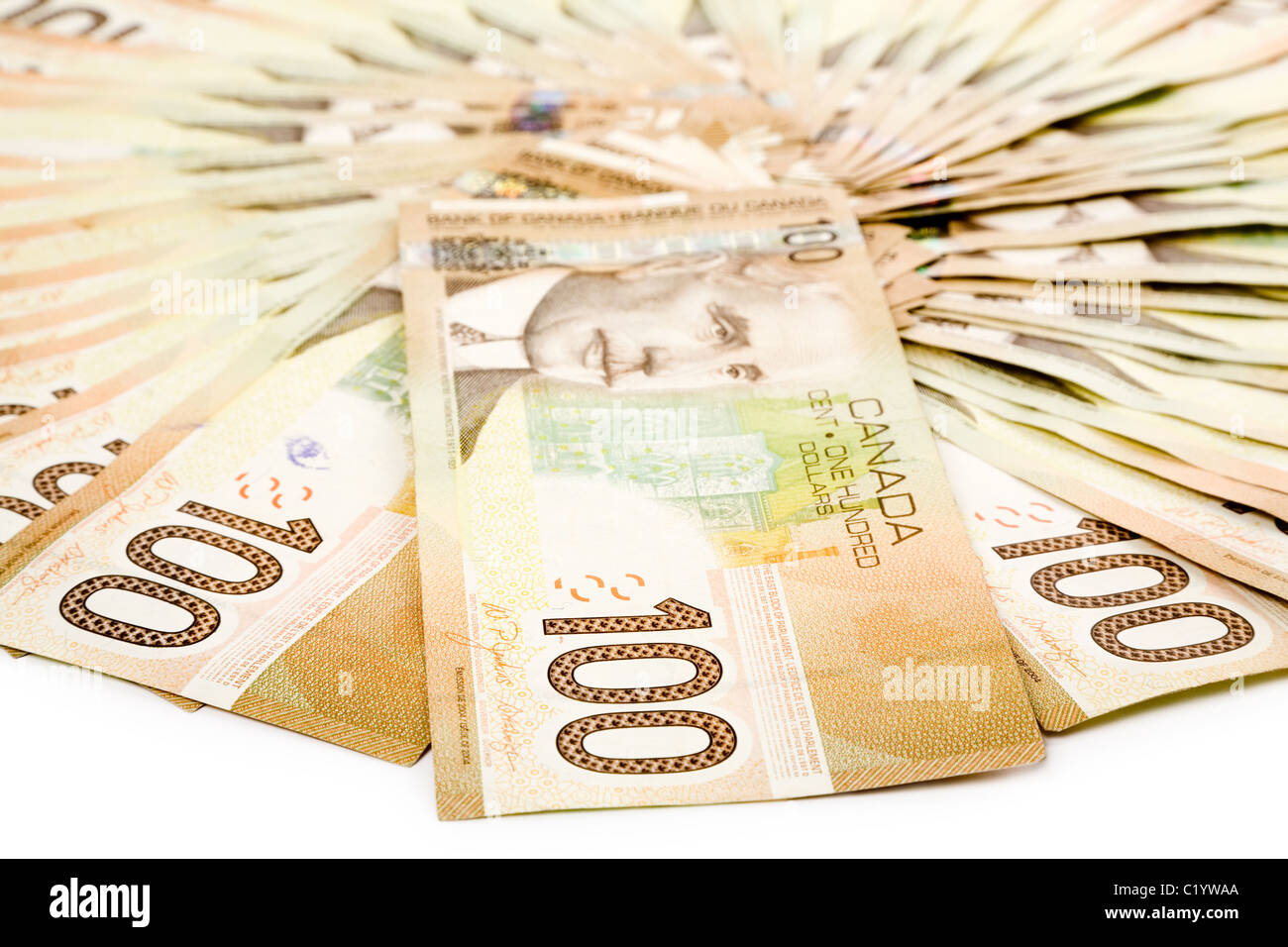 Canadian Dollars close up for background Stock Photo - Alamy
